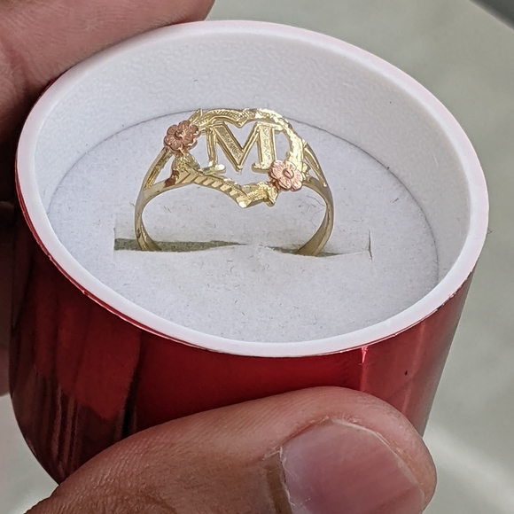 Unbrand | Jewelry | Kt Real Gold Heart Letter M Ring | Poshmark